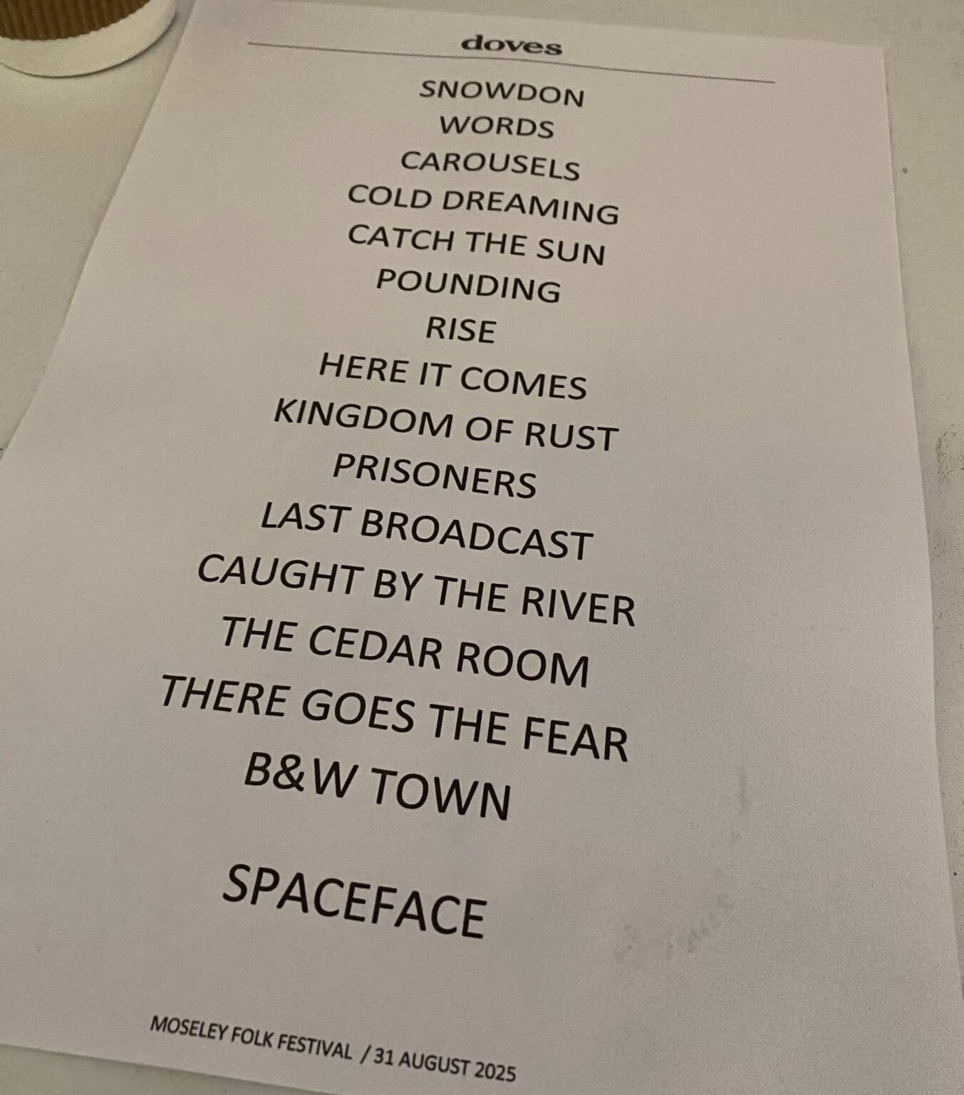 Moseley Folk Festival Setlist – Doves Music Blog